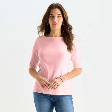 Click here for St. Johns Bay Womens Boat Neck Elbow Sleeve T-Shir... prices