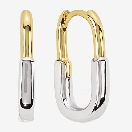 Click here for Silver Reflections Womens 21.1mm Rectangular Hoop... prices