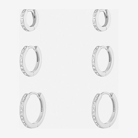 Click here for Sparkle Allure Womens White Crystal 3 Pair Earring... prices