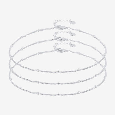 Silver Reflections Womens Pure Silver Over Brass 10 Inch Solid Bead ...