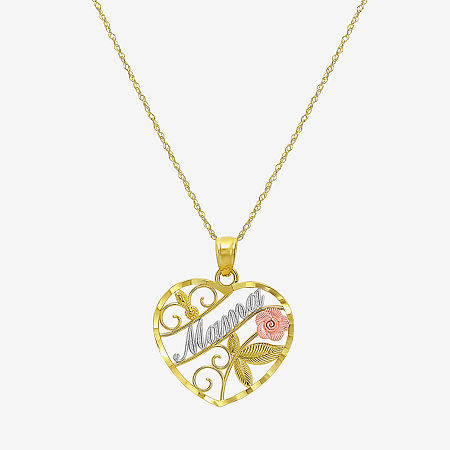 Click here for Mama Womens 10K Tri-Color Gold Heart 18 Inch Penda... prices