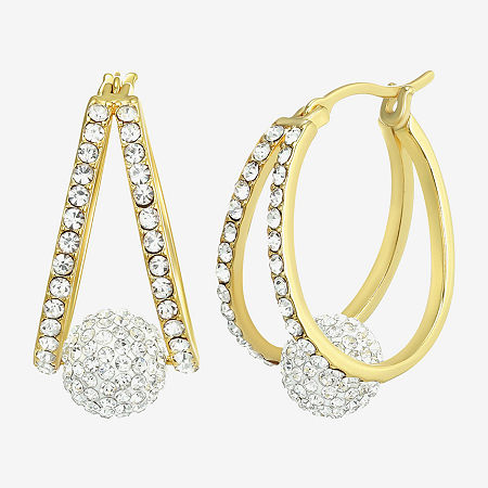 Click here for Womens Crystal 24K Gold Over Silver 18.3mm Round H... prices