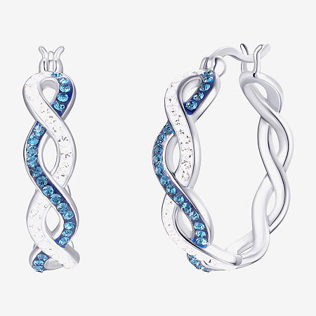 Click here for Womens Blue Crystal Sterling Silver 25mm Round Hoo... prices