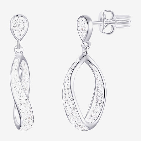Click here for Womens White Crystal Sterling Silver Round Drop Ea... prices