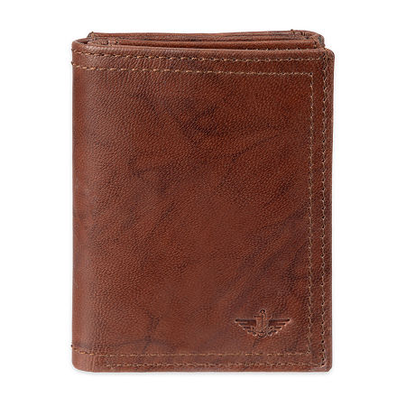 Dockers Mens Rfid Crunch Leather Z-Fold Trifold Wallet - Brown