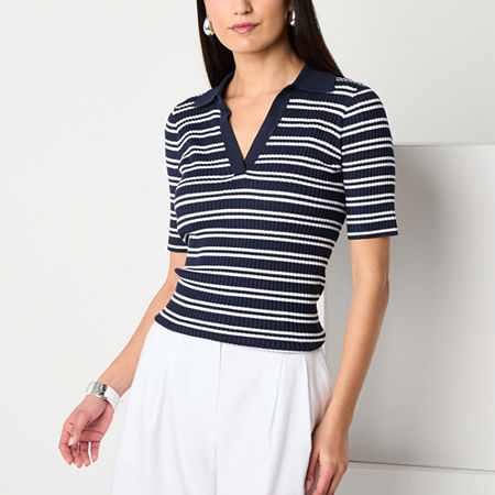 Click here for Worthington Womens Short Sleeve Striped Pullover S... prices