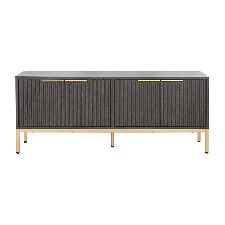 Click here for Lylia 4 Door Media Stand - Distressed black/gold prices