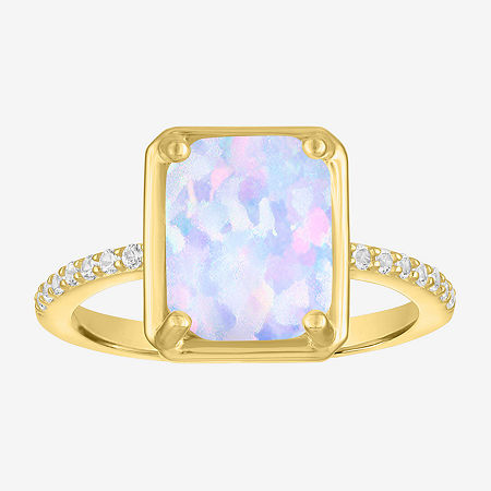 Click here for Womens Lab Created White Opal 14K Gold Over Silver... prices