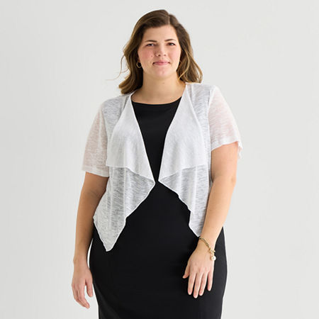 Click here for Perceptions Womens Short Sleeve Shrug Plus  3x  Wh... prices