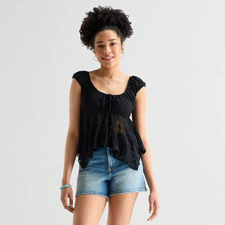 Click here for Arizona Womens Juniors Short Sleeve Peasant Top  X... prices