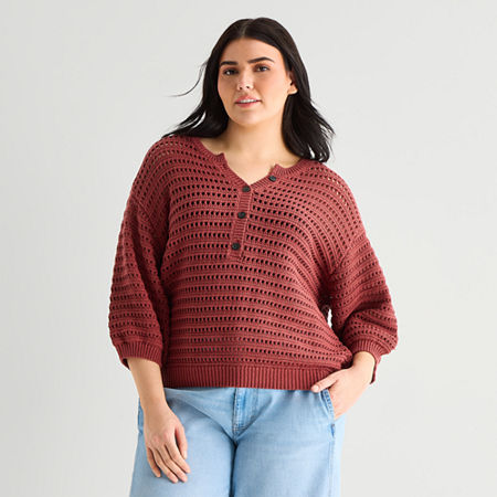 Click here for a.n.a Plus Womens Henley Neck 3/4 Sleeve Pullover... prices