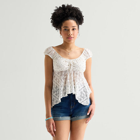 Click here for Arizona Womens Juniors Short Sleeve Peasant Top  X... prices