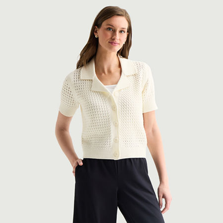 Click here for Stylus Womens Short Sleeve Polo Sweater  Small  Wh... prices