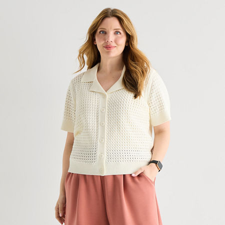 Click here for Stylus Plus Womens Short Sleeve Polo Sweater  2x... prices