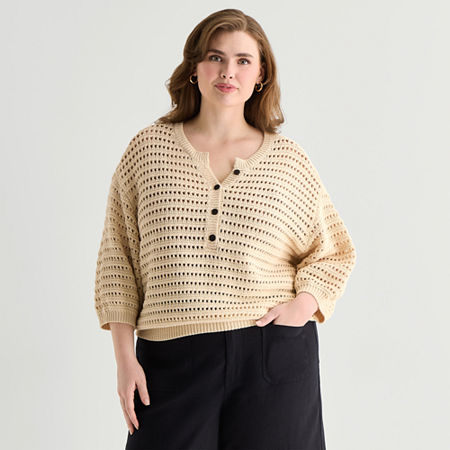 Click here for a.n.a Plus Womens Henley Neck 3/4 Sleeve Pullover... prices