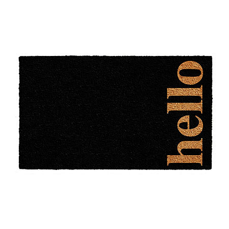 Home & More Vertical Hello Coir/Vinyl Doormat  17 x 29 - Black/natural