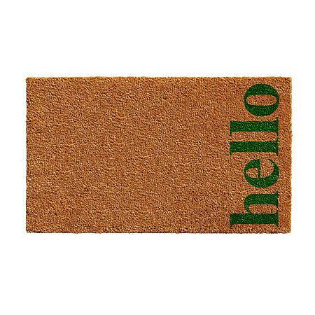 Home & More Vertical Hello Coir/Vinyl Doormat  24 x 36 - Natural/green