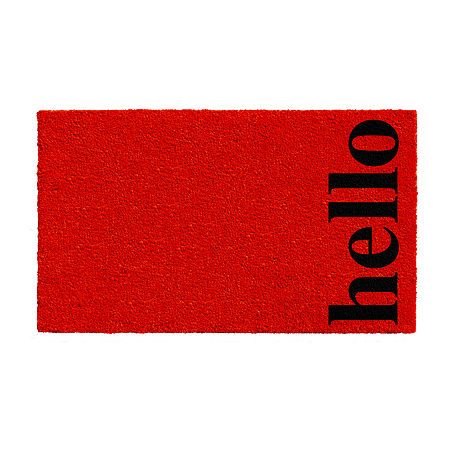 Home & More Vertical Hello Coir/Vinyl Doormat  24 x 36 - Red/black