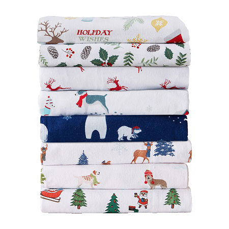 Linery Charming Winter Flannel Wrinkle Resistant Sheet Set  One Size  Red