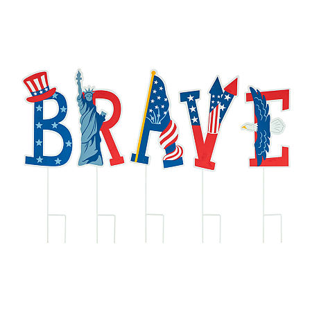 Click here for Glitzhome 43.25L Set Of 5 Patriotic Yard Stake  On... prices