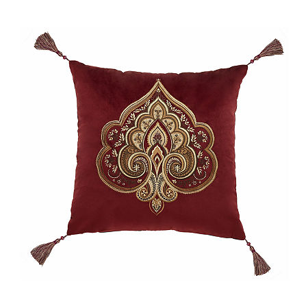 Click here for Five Queens Court Bordeaux Square Throw Pillow  On... prices