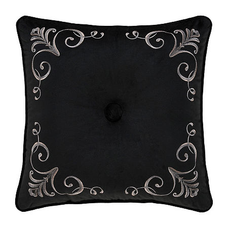 Five Queens Court Davinci Square Decorative Pillow  18 x 18 - Black