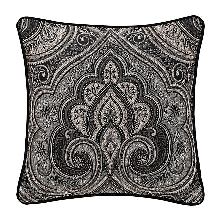 Five Queens Court Davinci Square Decorative Pillow  20 x 20 - Black