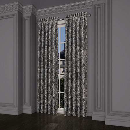 Five Queens Court Davinci Window Panel Pair  50 x 84 - Black