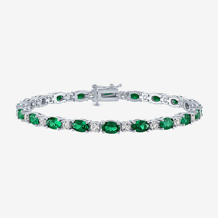 Click here for Gemstone Sterling Silver Oval 7.5 Inch Tennis Brac... prices