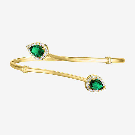 Click here for Womens Simulated Green Emerald 14K Gold Over Silve... prices