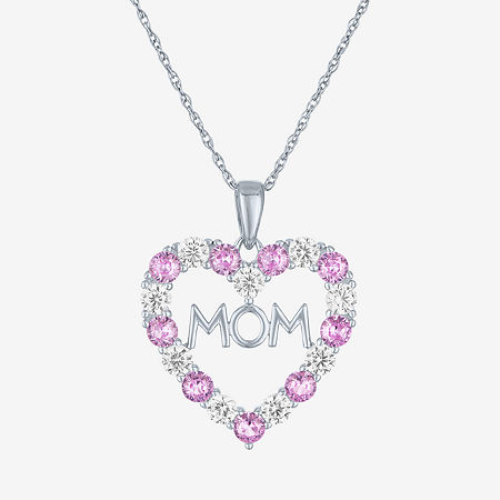 Click here for Mom Womens Lab Created Pink Sapphire Sterling Silv... prices
