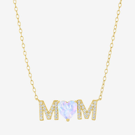 Click here for Mom Womens Lab Created White Opal 14K Gold Over Si... prices