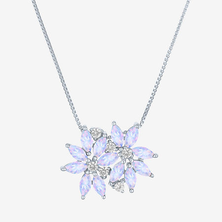 Click here for Womens Gemstone Sterling Silver Flower Pendant Nec... prices