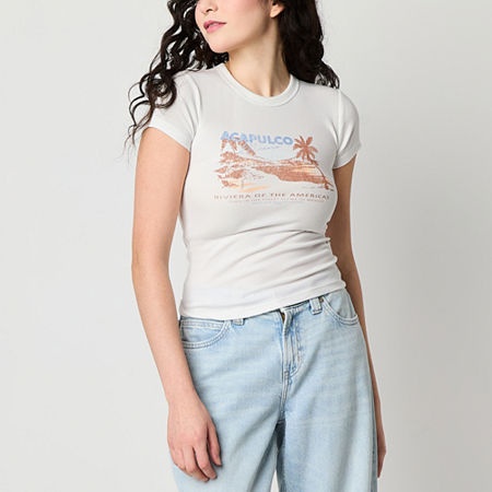 Click here for Arizona Womens Crew Neck Short Sleeve Juniors Grap... prices