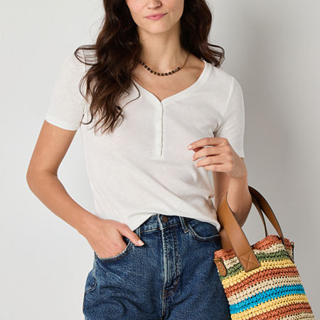 Click here for a.n.a Womens Short Sleeve Ribbed Henley Shirt  Med... prices