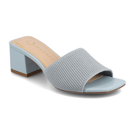 Journee Collection Womens Shilin Slip On Knit Dress Sandals - Blue