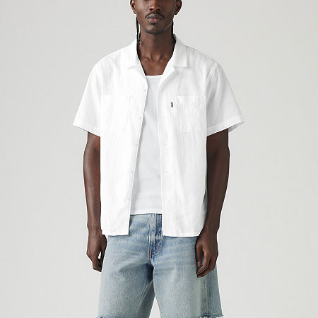 Levis Mens Relaxed-Fit Camp Collar Shirt - White