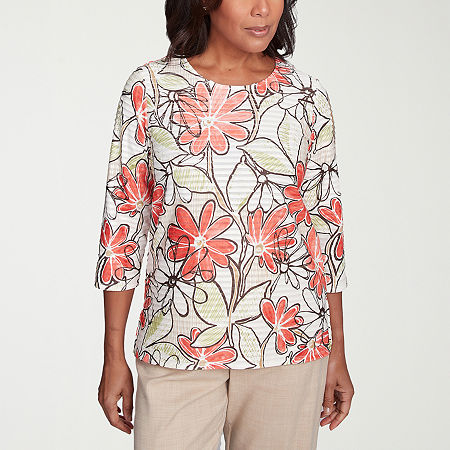 Click here for Alfred Dunner Catalina Island Womens Crew Neck 3/4... prices