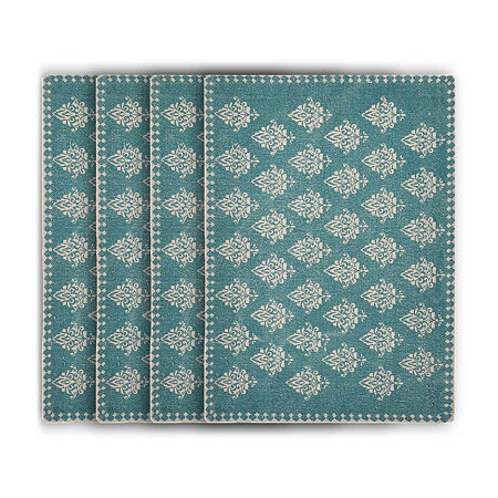 Click here for Lr Home Lyla Damask 4 Pack Placemat  One Size  Blu... prices