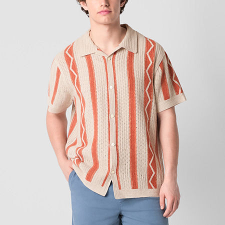 Click here for Arizona Mens Short Sleeve Button Front Sweater  La... prices
