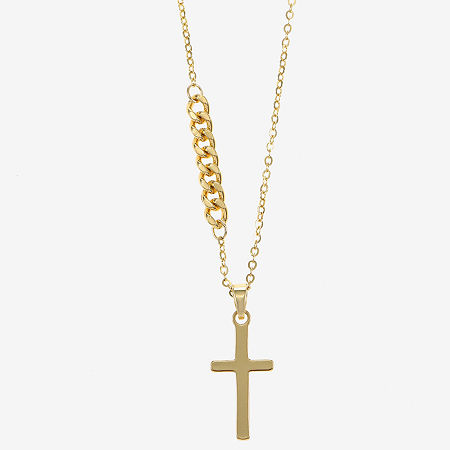 Click here for Sparkle Allure Womens 14K Gold Over Brass Cross 16... prices