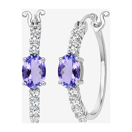 Click here for Gemstone Sterling Silver 19.5mm Hoop Earrings  One... prices