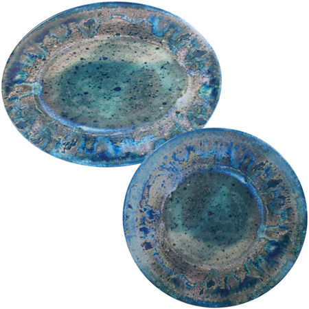 Certified International Radiance Teal Melamine 2-Pc. Platter Set
