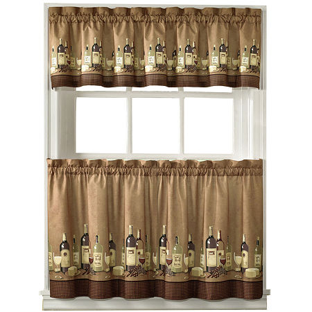 Click here for CHF Wines 3-pc. Rod Pocket Kitchen Curtains & Drap... prices