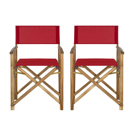 Kali Set of 2 Outdoor Director Chairs - Teak Look/Red