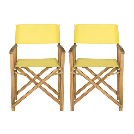 Kali Set of 2 Outdoor Director Chairs - Teak Look/Yellow