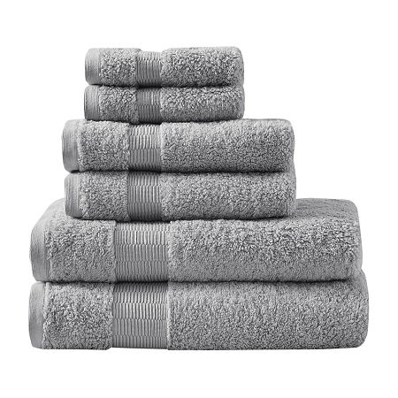 Madison Park Signature Luce Egyptian Cotton 6-Pc. Bath Towel Set - Gray