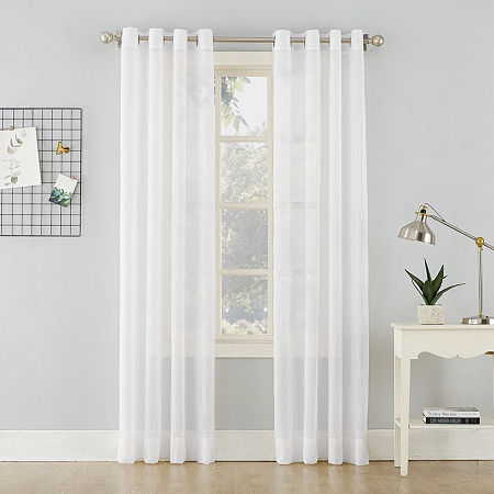 Crushed Sheer Voile Grommet Curtain Panel - White