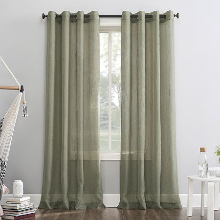 Crushed Sheer Voile Grommet Curtain Panel - Willow