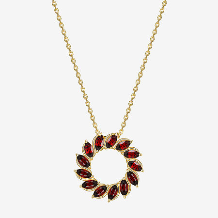 Click here for Womens Gemstone 18K Gold Over Silver Circle Pendan... prices
